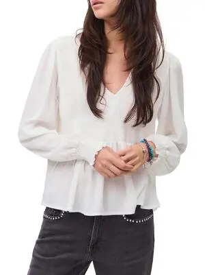 Mango Smocked Babydoll Top - Off White