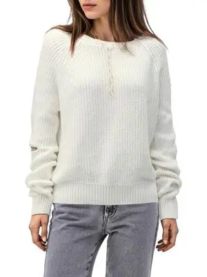 Mango Cutout Cotton Sweater - White