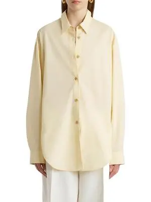 Khaite Organic Cotton Poplin Button-up Shirt - Pale Yellow