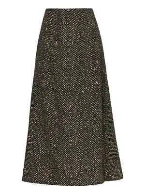 Oscar De La Renta Chevron Virgin Wool Skirt - Black