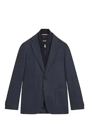 BOSS Slim-fit Wool-blend Jacket With Removable Lining - Dark Blue