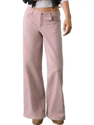 Mango Studded Wide Leg Jeans - Pale Pink