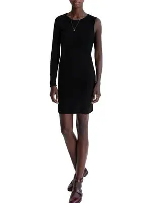Mango Single Sleeve Ribbed Minidress - Black