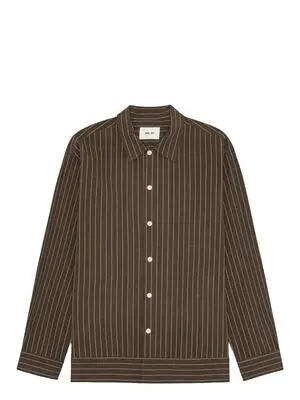 Nn07 Reed Organic Cotton Shirt Jacket - Brown Stripe