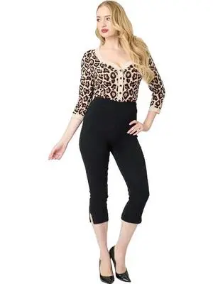 Unique Vintage Three-quarter Sleeve Cardigan - Leopard Print