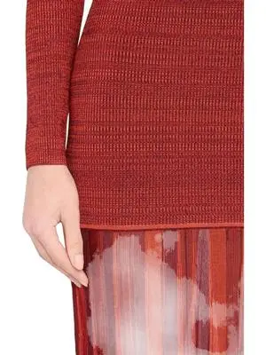 Christopher John Rogers Turtleneck Pleated Maxi Dress - Paprika