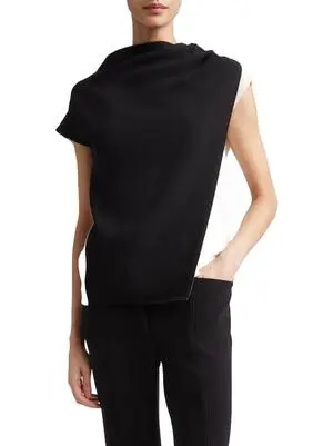 Proenza Schouler Elsa Asymmetric Crepe Top - Black Multi