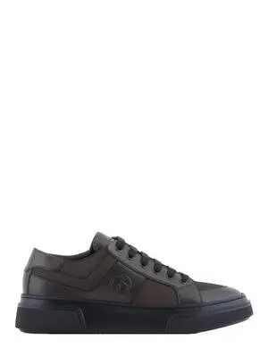 Giorgio Armani Leather And Fabric Sneakers - Natural