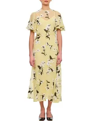 ERDEM Midi Dress With Floral Embroidery