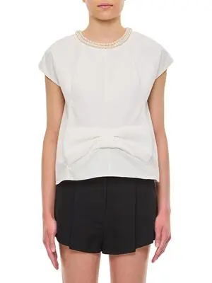 Junya Watanabe Pearl Neckline Blouse - White
