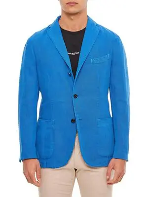 Boglioli Single-breasted Cotton Canvas Jacket - Sky Blue