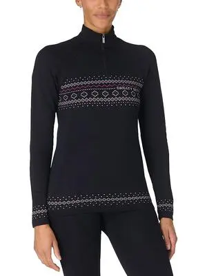 Sweaty Betty Fair Isle Half Zip Base Layer Top - Black Sb Ski Fairsle
