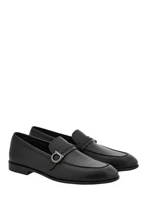 FERRAGAMO Terrence Leather Loafers Nero