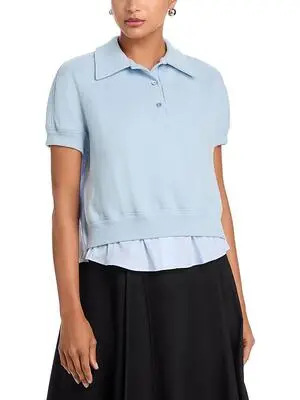 3.1 Phillip Lim Contrast Polo Tee - Oxford Blue