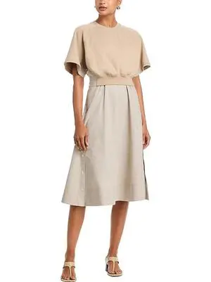 3.1 Phillip Lim Short Sleeve French Terry Combo Dress - Concrete