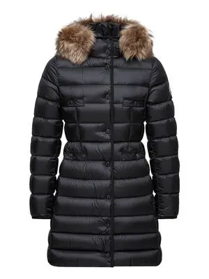 Moncler Hirmafur Hooded Shearling Long Down Jacket - Black