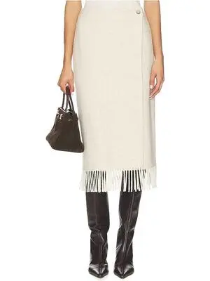 Polo Ralph Lauren Fringe Herringbone Wrap Skirt - Cream Herringbone