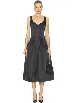 NICHOLAS Cory Corset Waist Midi Dress - Black