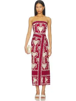 Johanna Ortiz Ancient Peru Ankle Dress - Dark Cherry & Ecru