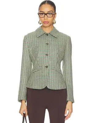LA LIGNE Houndstooth Jacket - Cream & Forest