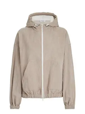Brunello Cucinelli Cotton-blend Corduroy Zip-up Hoodie - Beige