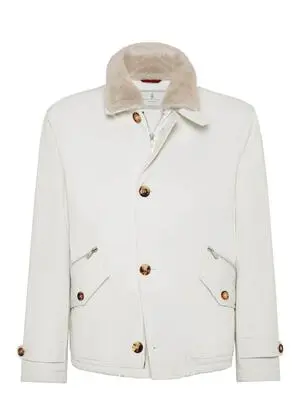 Brunello Cucinelli Padded Shearling-collar Bomber Jacket - White