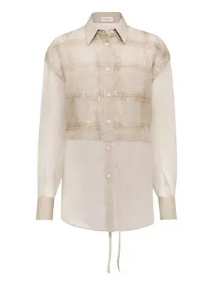 Brunello Cucinelli Silk Sequin Shirt - Beige