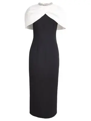 Roland Mouret Embellished Shawl-overlay Midi Dress - Black