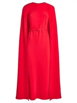Roland Mouret Cady Caped Midi Dress - Red