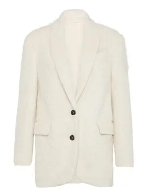 Brunello Cucinelli Alpaca-blend Blazer - White