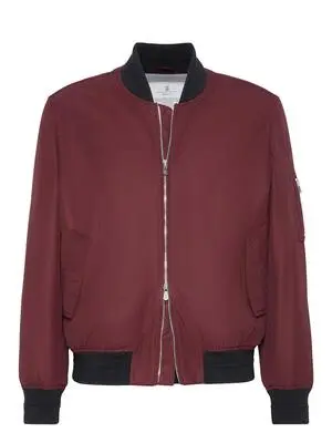 Brunello Cucinelli Technical Satin Bomber Jacket - Red