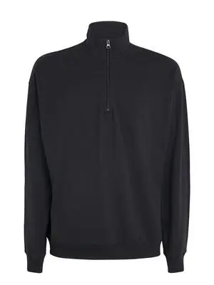 SKIMS Jersey Lounge Quarter-zip Sweater - Black