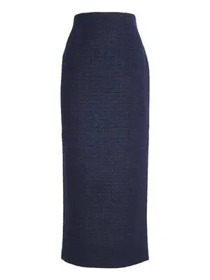 Roland Mouret Bouclé Midi Skirt - Navy
