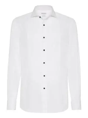 Brunello Cucinelli Cotton Tuxedo Shirt - White