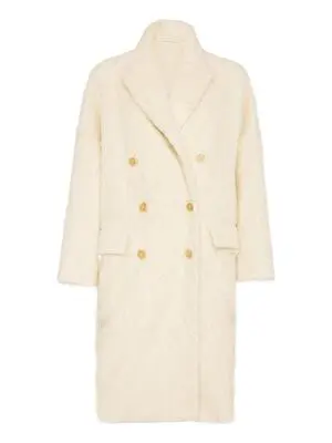 Brunello Cucinelli Alpaca-blend Double-breasted Coat - White