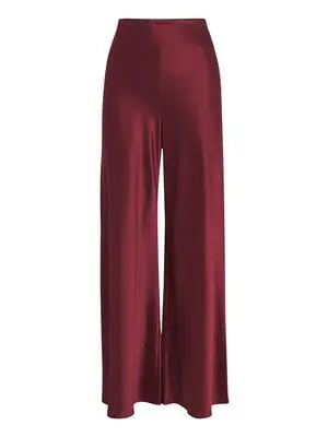 LESET Satin Barb Bias Trousers - Burgundy
