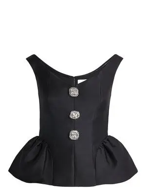 Roland Mouret Taffeta Peplum Top - Black