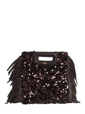Maje Mini Bag With Sequins And Fringe - Brown