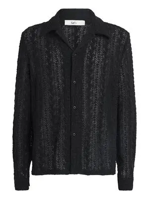 Séfr Wool-blend Lace Jagou Shirt - Black