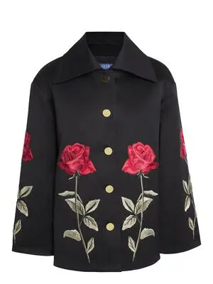LEO LIN Rose-embroidered Leyna Jacket - Black