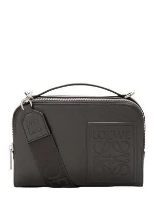 Loewe Mini Leather Camera Bag With Embossed Anagram Patch - Grey