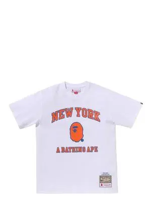 A BATHING APE X Mitchell & Ness Nba New York Knicks Tee Shirt - White