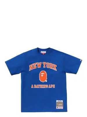 A BATHING APE X Mitchell & Ness Nba New York Knicks Tee Shirt Blue