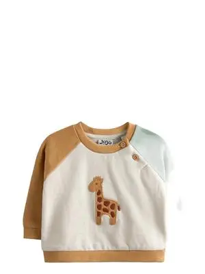 JOJO MAMAN BEBE Giraffe Appliqué Sweatshirt & Corduroy Joggers Set - Cream