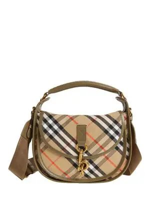 Burberry B-clip Check Messenger Bag - Sand