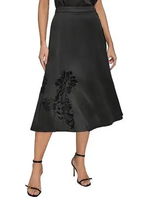 Donna Karan New York Embellished Satin Midi Skirt - Black