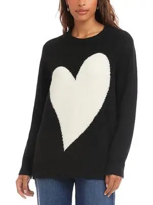 Karen Kane Heart Jacquard Sweater - Black