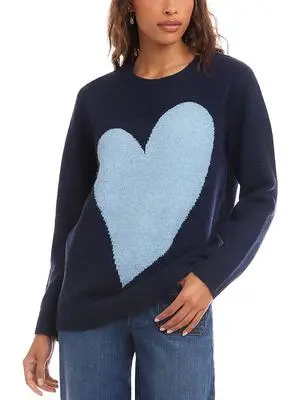 Karen Kane Heart Jacquard Sweater - Navy Blue