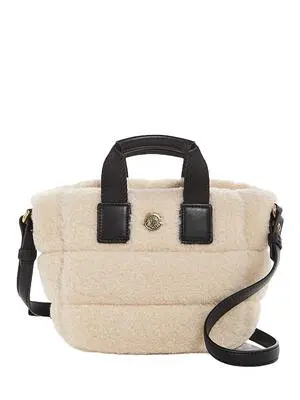 Moncler Micro Caradoc Faux Fur Crossbody Bag - Cream