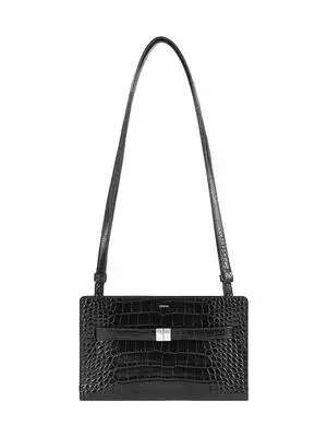 TOTEME Belted Croc Embossed Leather Crossbody - Black